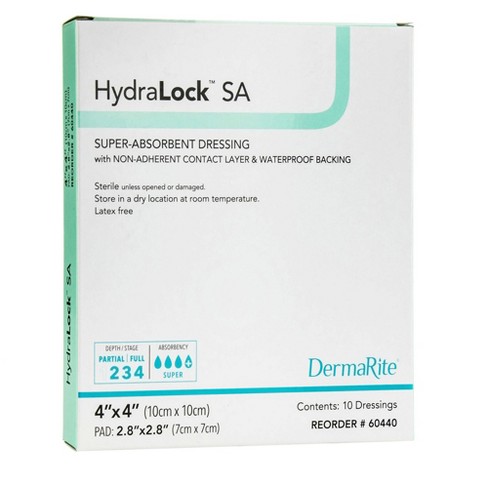 Hydralock Sa Super Absorbent Dressing Blue / White 4 X 4" Sterile 60440 ...