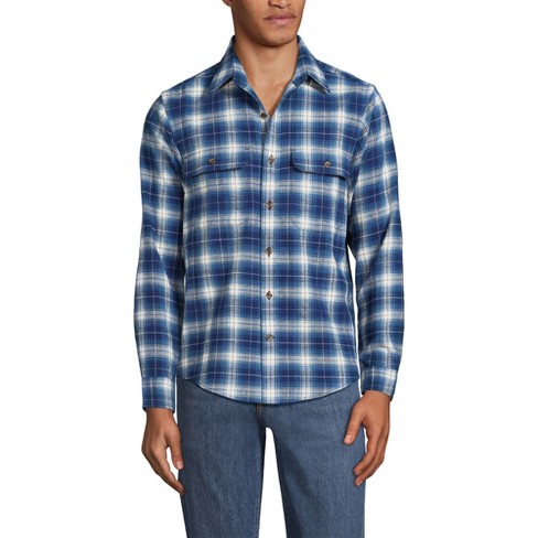 Lands' End Men's Long Sleeve Woven Waffle Work Shirt - Medium - Evening ...