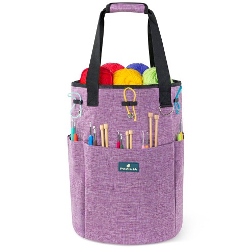 Pavilia Knitting Bag Crochet Organizer, Yarn Storage Tote Accessories ...