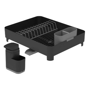 OU Sink Organizer Set, Compact Dish Drying Rack with Drainage Spout ...
