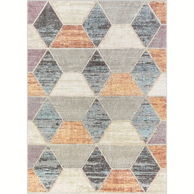 Well Woven Lane Blue Modern Geometric Boxes & Squares Pattern Area Rug ...
