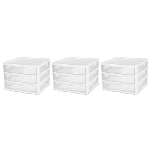 Sterilite Clear Plastic Stackable Small 3 Drawer Storage System For ...
