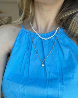 Pearl Pendant Necklace Set 2pc - A New Day™ Gold : Target