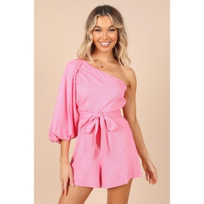 Petal And Pup Women's Krisa One Shoulder Romper - Hot Pink M : Target
