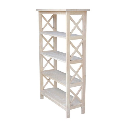 International Concepts 48" 4 Tier X-sided Bookshelf: Hardwood Vertical ...
