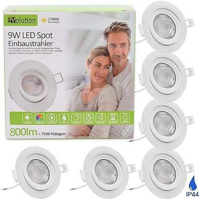 Evolution 9 Watts, 800 Lumens, Ip44, 230 V, 55 Mm, Flat Led Recessed ...