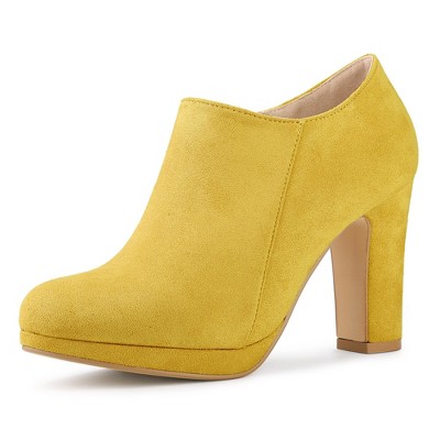 Allegra K Women's Platform Round Toe Chunky Heel Ankle Booties Sky Blue ...