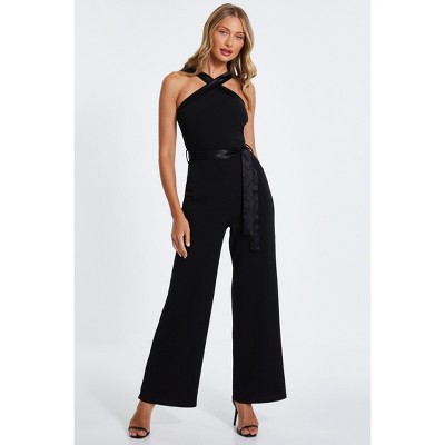 Scuba Crepe Halter Jumpsuit With Satin Trim : Scuba Crepe Halter ...