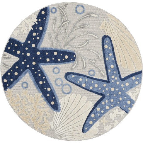 Nourison Aloha Ocean Starfish Indoor/outdoor Area Rug Blue/grey 5'3" X ...