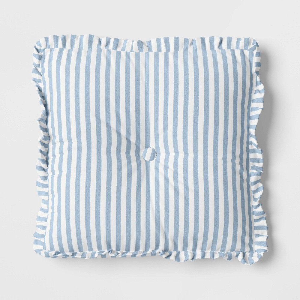 UPC 198850349339 - Oversized Square Stripe Pillow with Ruffle Trim Blue ...