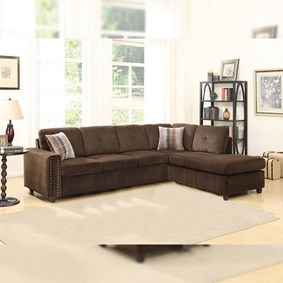 Acme Furniture 111" Belville Sectional Sofa Chocolate Velvet: Luxurious ...