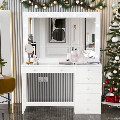 Emmy Lighted Makeup Vanity White - Boahaus : Target