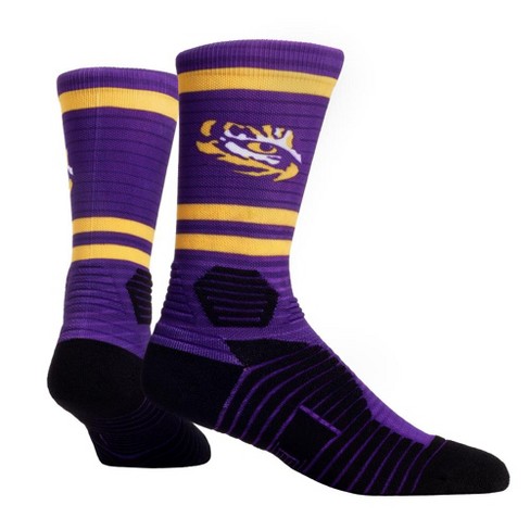 Rock Em Elite Lsu Tigers Speed Stripes Ncaa Licensed Socks : Target
