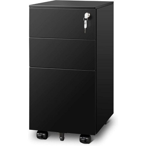 Devaise 3 Drawer Vertical File Cabinet, Mobile Filing Cabinet With Slim ...