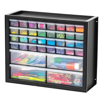 Iris 2pk 4 Drawer Desktop Organizer Compact Black: Plastic Stackable ...