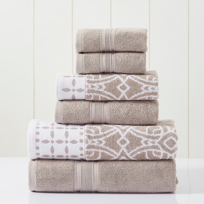 Modern Threads 6 Piece Yarn Dyed Jacquard/solid Towel Set, Monroe, Fawn ...