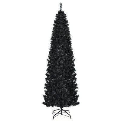 Costway 7ft Pre-lit Black Halloween Tree 8 Flash Modes W/ 400 Purple ...
