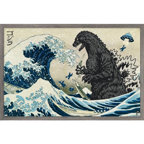 Trends International Godzilla - Great Wave Framed Wall Poster Prints ...