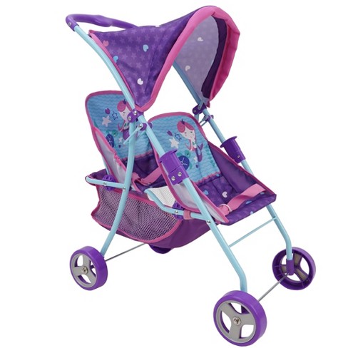 509: Mermaid Twin Doll Stroller W/ Retractable Canopy, 2 Seats : Target