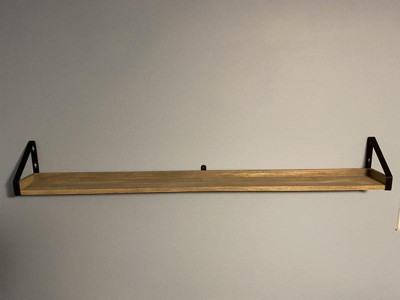 48" Solid Wood Ledge Wall Shelf With Rustic Metal Bracket Walnut ...