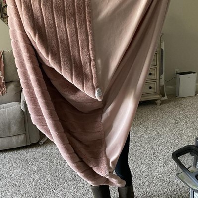 Textured Faux Fur Reversible Throw Blanket Cream - Threshold™ : Target