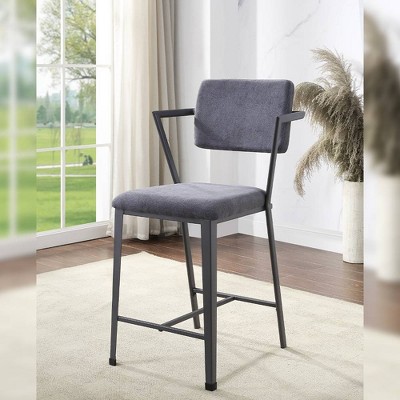 Cargo 24" Counter Height Barstool Fabric And Gunmetal - Acme Furniture ...