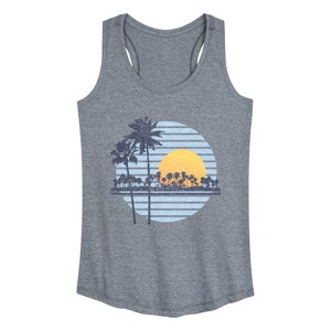Women's - Instant Message - Sunset Palm Trees Graphic Racerback Tank ...