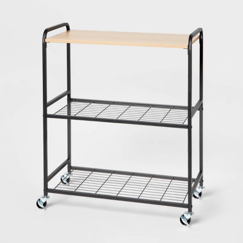 Storage Cart Black Metal With Natural Wood - Brightroom™ : Target