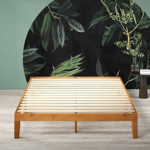 Full Alexia Standard Wood Platform Bed Frame Natural Zinus Solid Support No Box Spring Needed
