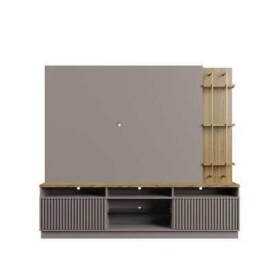 3pc Tara Entertainment Set With Open Shelving Distressed Gray - Crosley ...