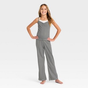 Girls' Jacquard Striped Tank Top and Pants Pajama Set - art class ...