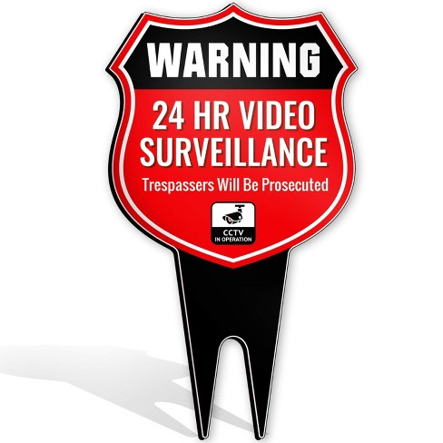 Signs Authority 10" X 18" Aluminum 24 Hr Video Surveillance Yard Sign ...