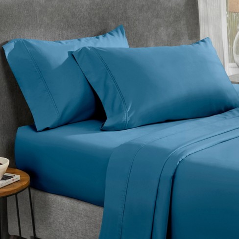 Peacock Blue Queen Sheet Set - 100% Pure Cotton Sateen Weave, 400 ...