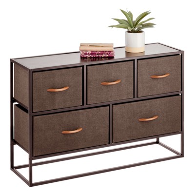 Mdesign Wide 5-drawer Storage Dresser, Steel Frame, Fabric Bins ...