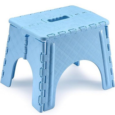 Casafield 9" Folding Step Stool With Handle - Light Blue, Collapsible ...