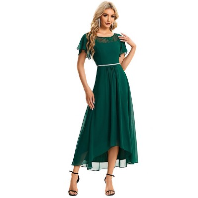 Dark Green Women's Asymmetrical Hem Bridesmaid Dress Ep00465, 10 : Target