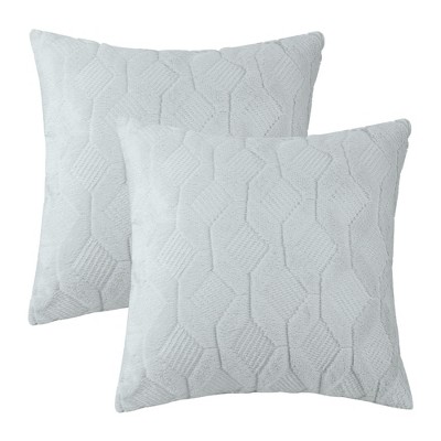 Unique Bargains Short Plush Throw Solid Geometric Soft Pillow Covers 2 ...