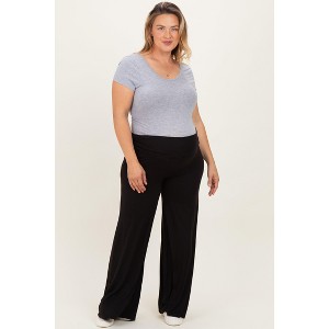 Pinkblush Black Fold Over Waist Wide Leg Maternity Plus Lounge Pants ...