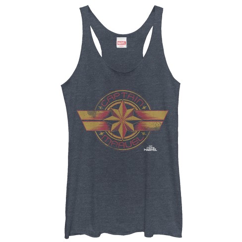 Women's Marvel Captain Marvel Retro Star Emblem Racerback Tank Top ...