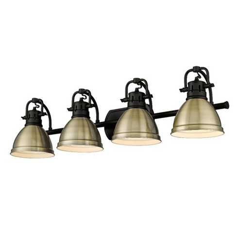 Golden Lighting Duncan 4-light Vanity Light In Matte Black With Aged ...