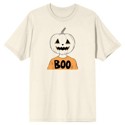 Kids Halloween Jack O Lantern Boy Boo Youth Natural Short Sleeve Crew ...
