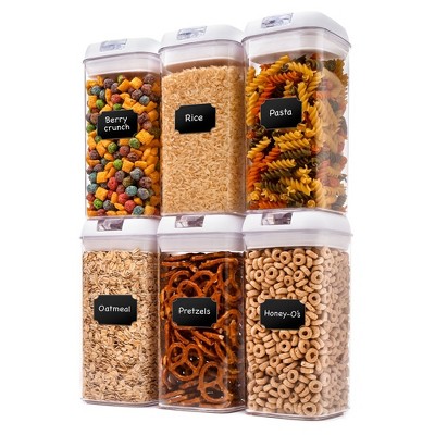 Cheer Collection Set Of 6 42oz Airtight Food Storage Containers (white ...