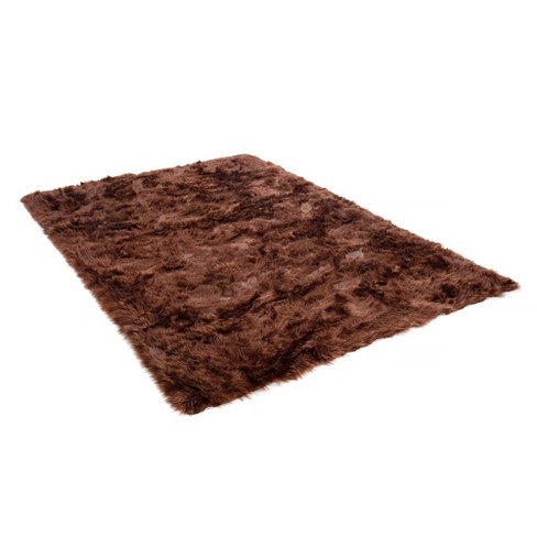 Walk On Me Faux Fur Super Soft Rug With Non-slip Backing 6'x9' Brown ...