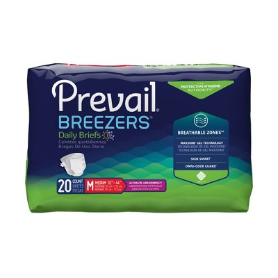 Prevail Breezers Adult Incontinence Brief M Heavy Absorbency Breathable ...