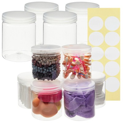 Juvale Slime Containers With Lids - 8 Pack Clear Plastic Jars For Kids ...