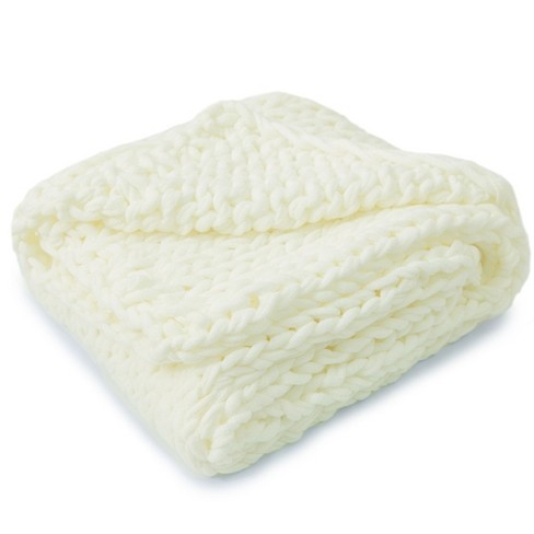 Cheer Collection Chunky Cable Knit Throw Blanket - 50" X 60" (ivory ...