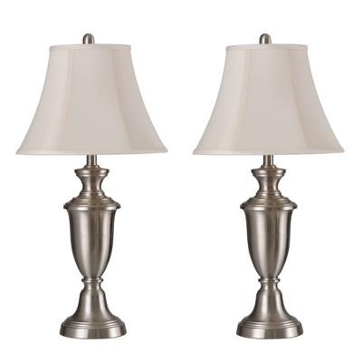 Set Of 2 Table Lamps Brushed Steel Finish - Stylecraft: Metal Body ...