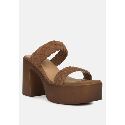 Matrix Criss Cross Strap Block Heel Sandals In Light Tan : Target