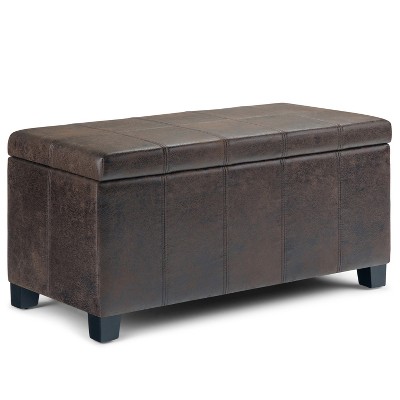 36" Lancaster Storage Ottoman Bench Distressed Brown - Wyndenhall: Faux ...