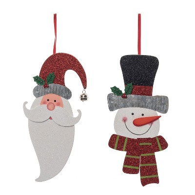 Transpac Fabric Fair Isle & Grey Santa Decor Set Of 2 Christmas Home ...